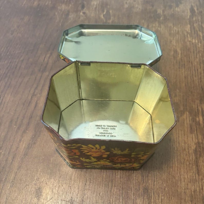 Vintage Daher Tin Metal Container Floral 11101 Made in England Long ...