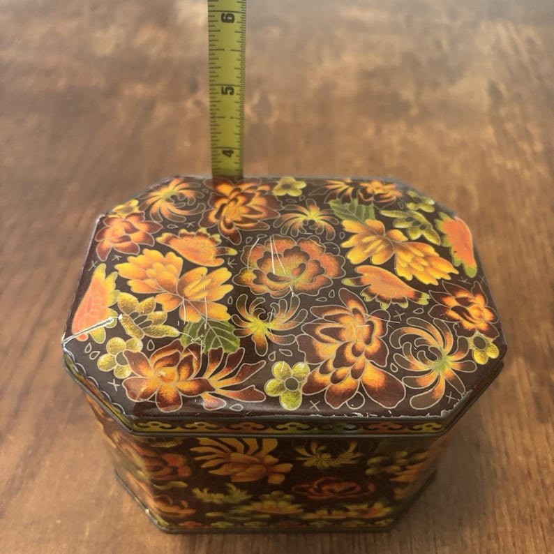 Vintage Daher Tin Metal Container Floral 11101 Made in England Long ...