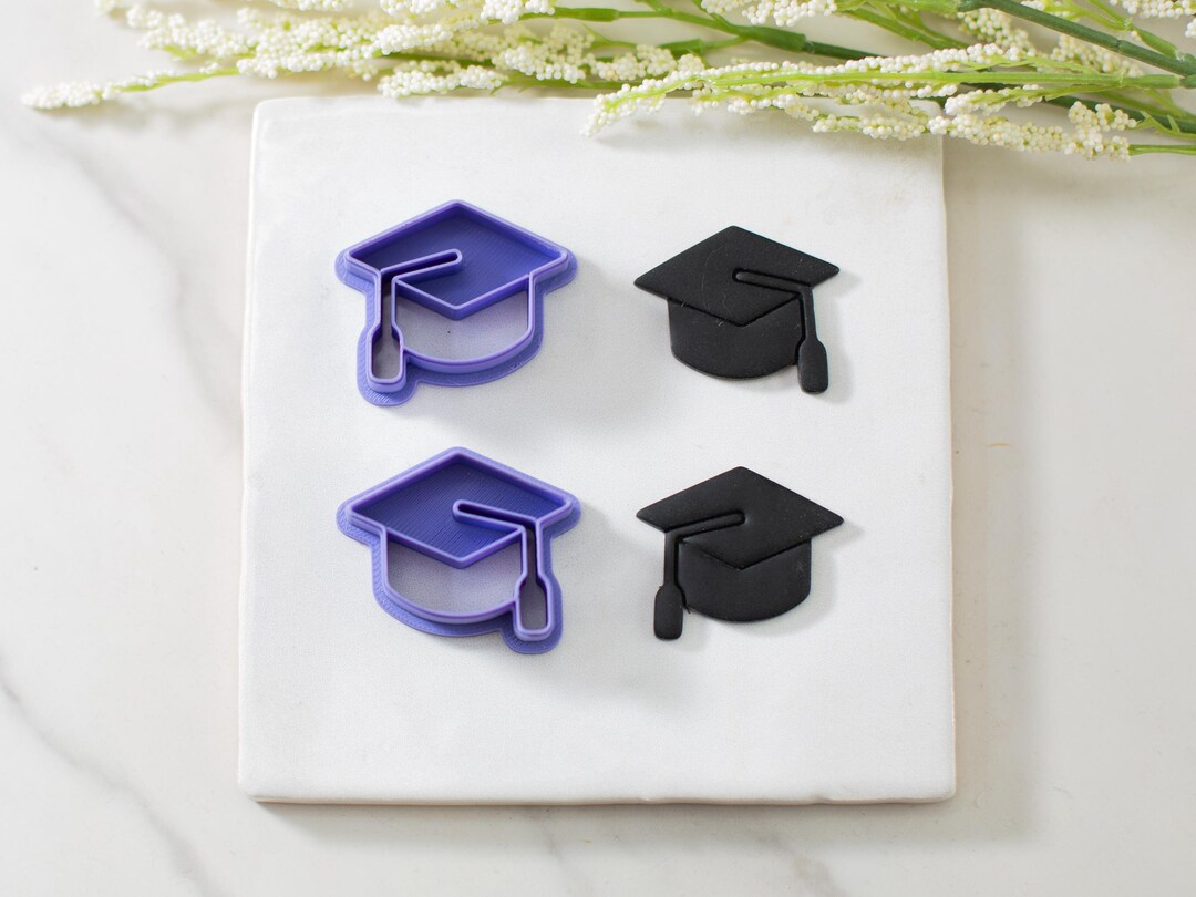 Graduation Cap Polymer Clay Cutter Mirrored Set | Multiple Sizes ...
