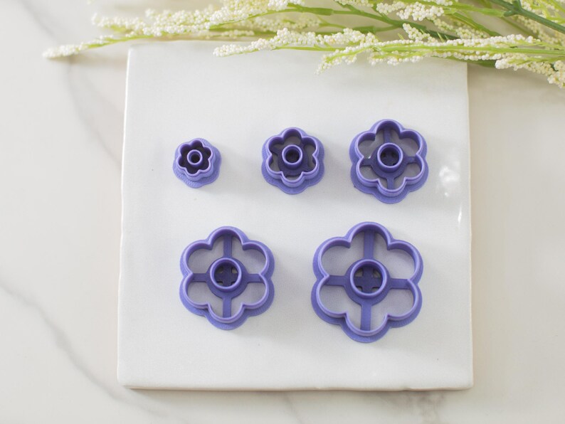 Flower Polymer Clay Cutter #5 With Cutout | Multiple Sizes | Floral ...