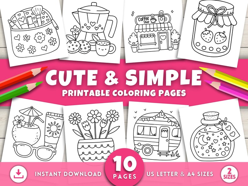 Cute and Simple Coloring Pages for Adults & Kids, Girl Coloring Pages ...