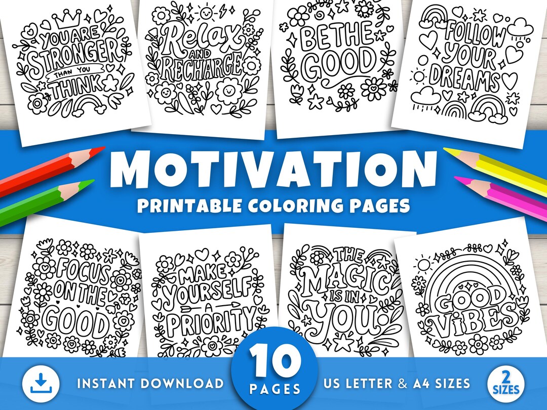 Motivational Quotes Coloring Pages for Adults Kids, Printable Coloring ...