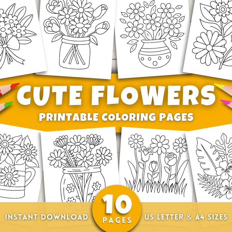 Plants Coloring Sheets - Etsy
