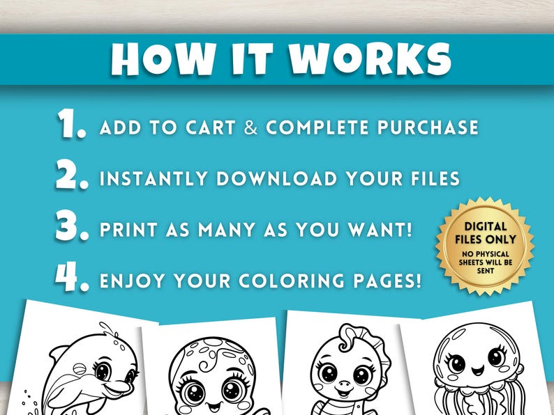 Cute Baby Ocean Animals Coloring Pages for Kids Toddlers Preschoolers ...