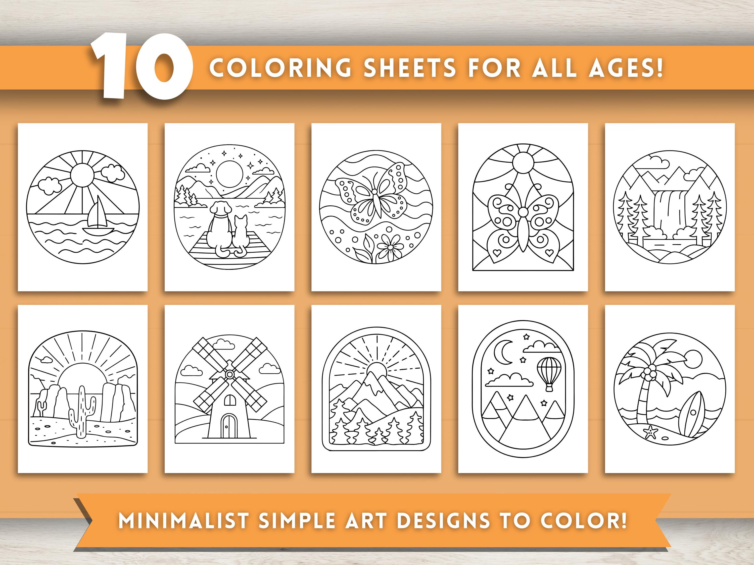 Minimalist Coloring Pages for Adults, Simple Line Art, Boho Coloring ...