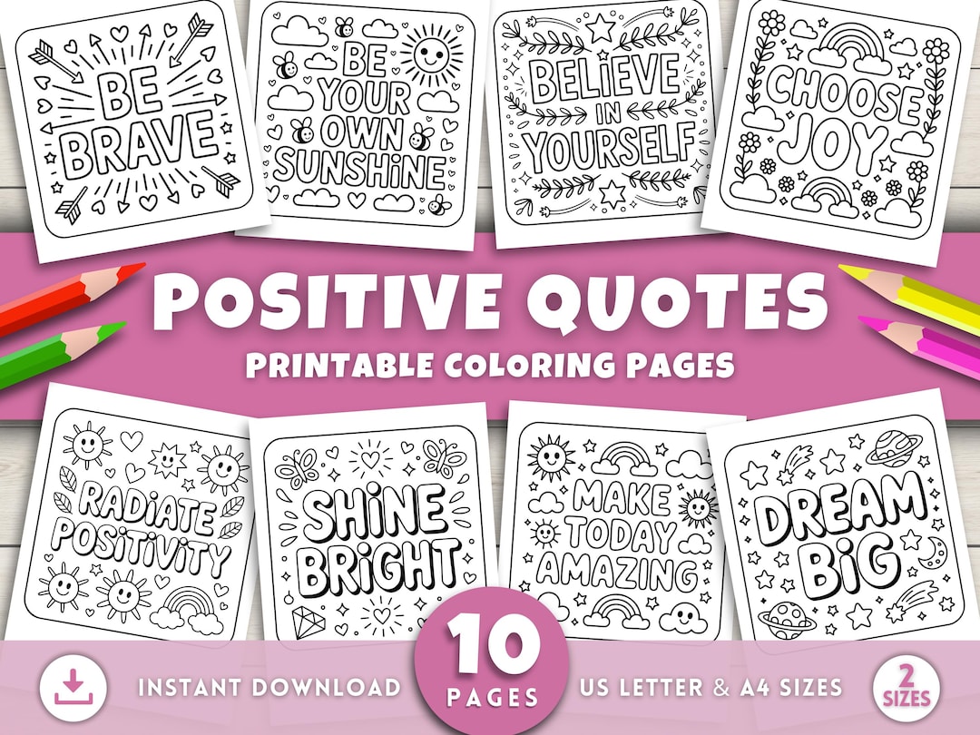 Positivity Coloring Pages for Adults & Kids, Affirmation Coloring Pages ...