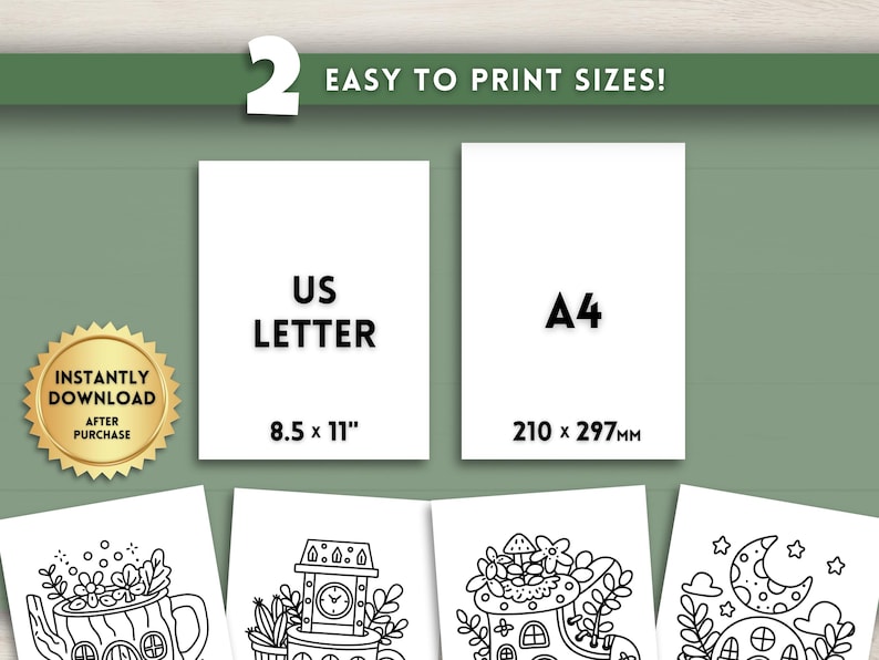 Tiny Gardens Coloring Pages for Adults Kids, Bold and Easy Coloring ...