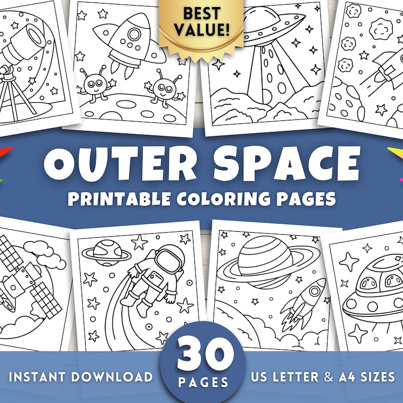 Space Printables Coloring - Etsy