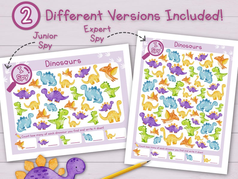 Dinosaur I Spy Game, Printable Activities for Kids, Look and Find ...