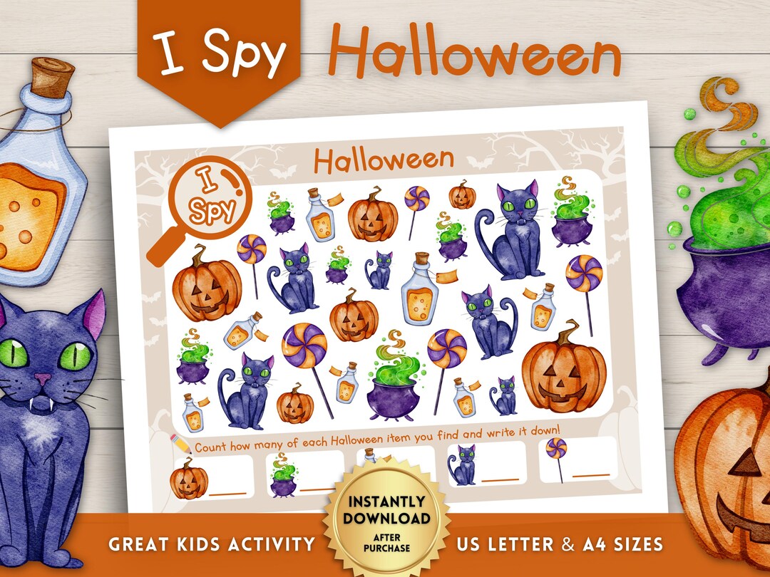 Halloween I Spy for Kids, Printable I Spy Activity Sheet, Seek and Find ...