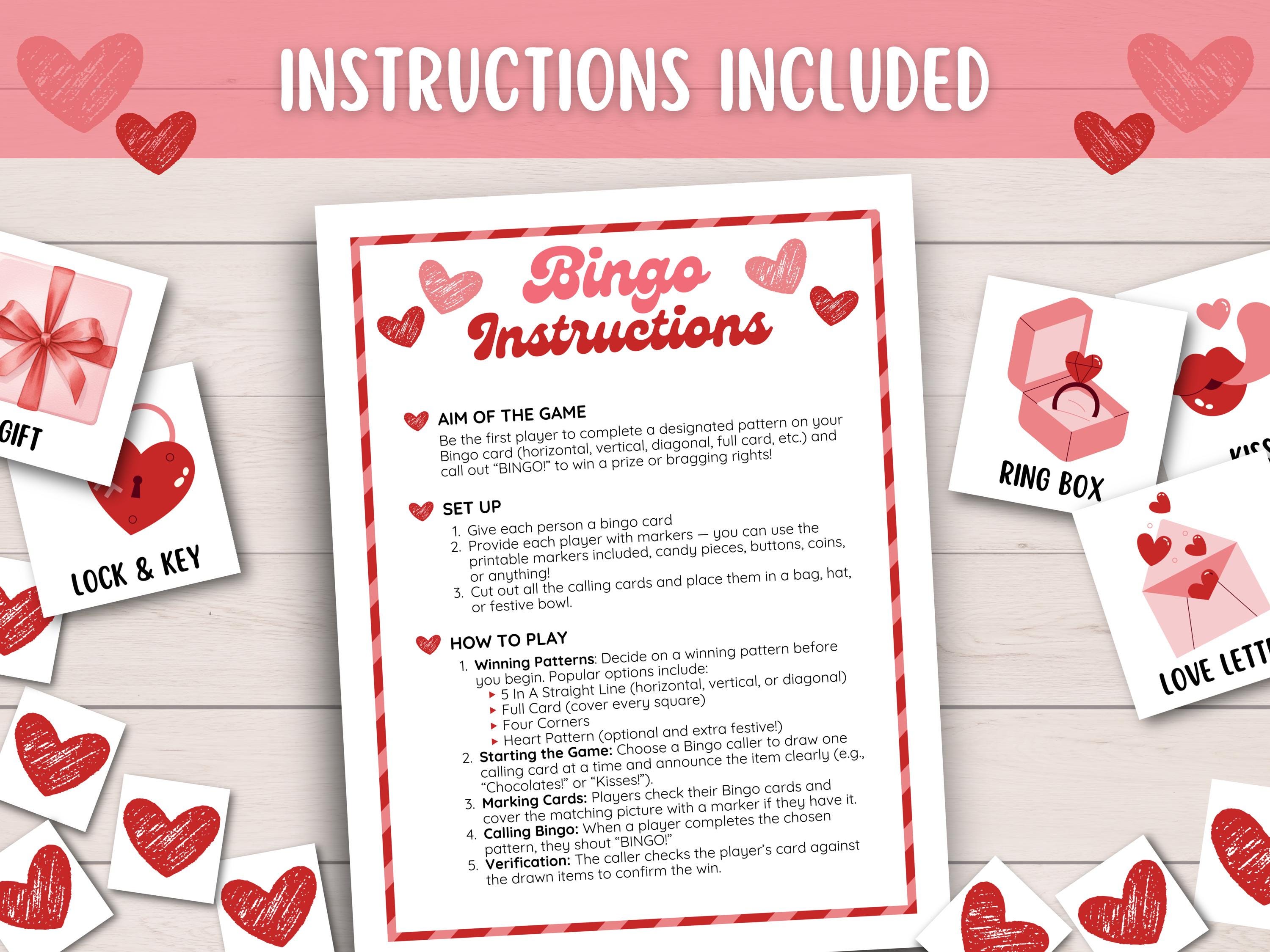 Valentines Day Bingo, Printable Valentines Bingo Game, Valentine's Day ...