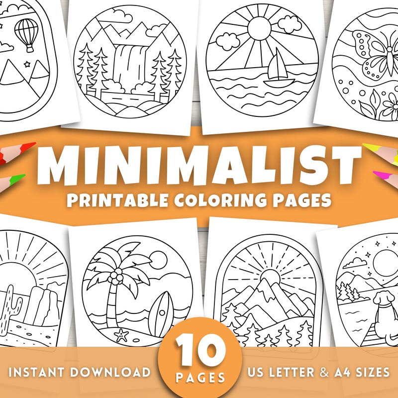 Simple Landscape Coloring - Etsy