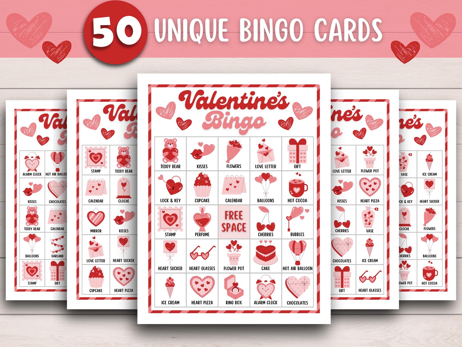 Valentines Day Bingo, Printable Valentines Bingo Game, Valentine's Day ...