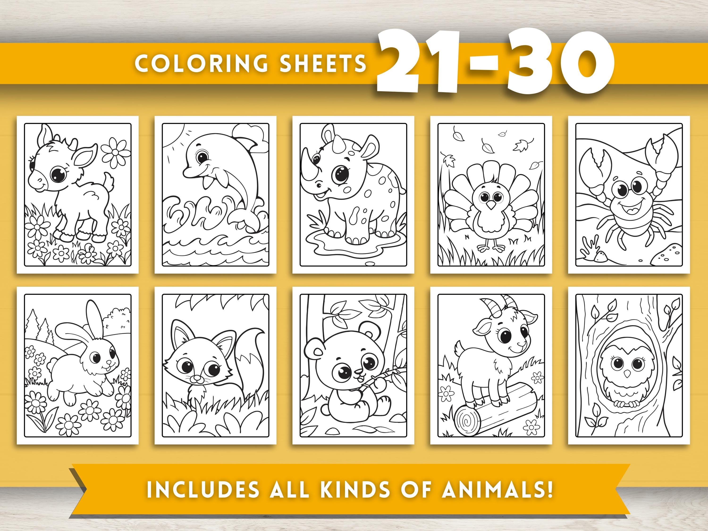 Cute Animal Coloring Pages Mega Bundle for Kids, Toddlers ...