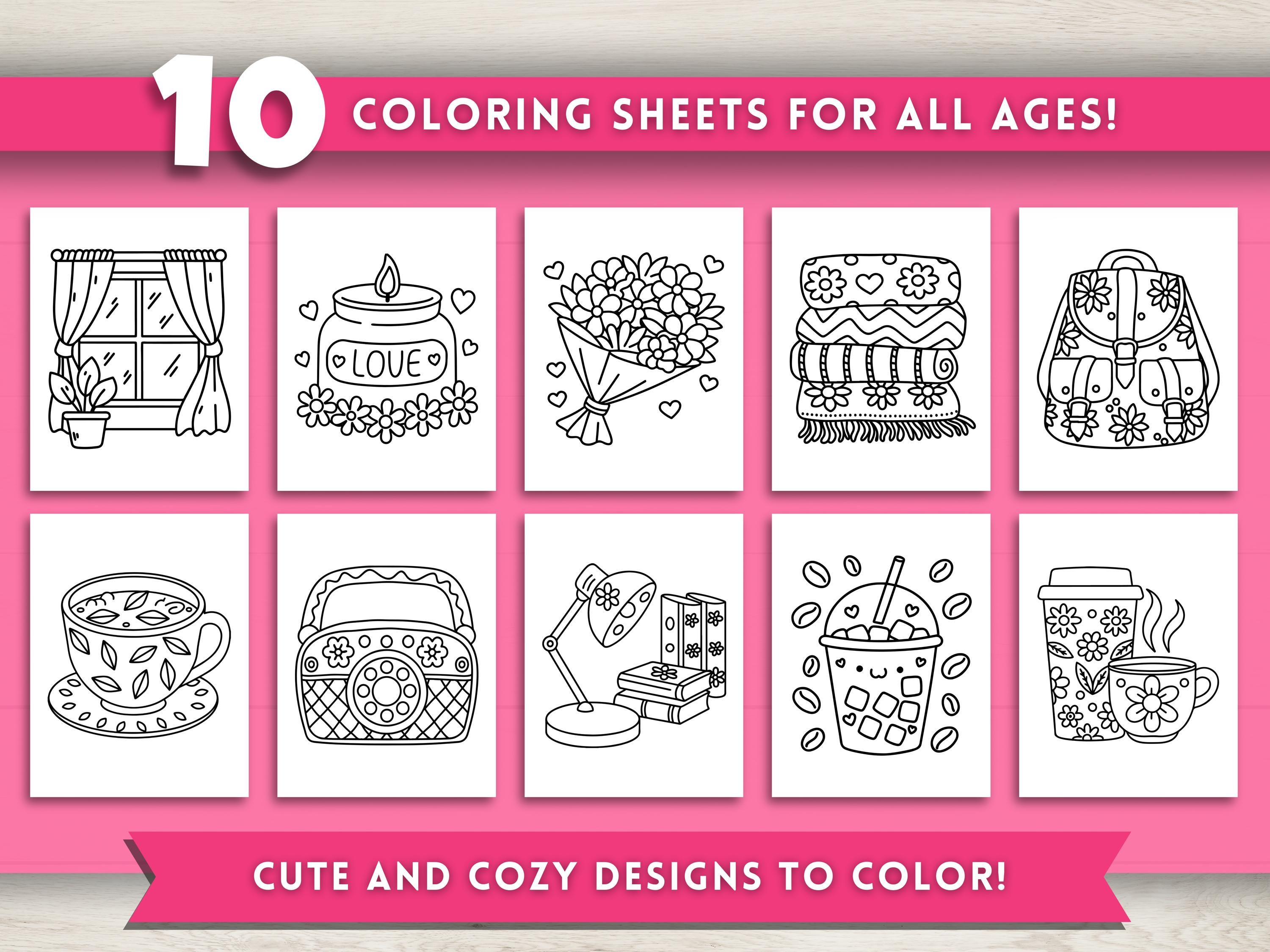 Cozy and Cute Coloring Pages for Adults & Kids, Easy and Simple ...