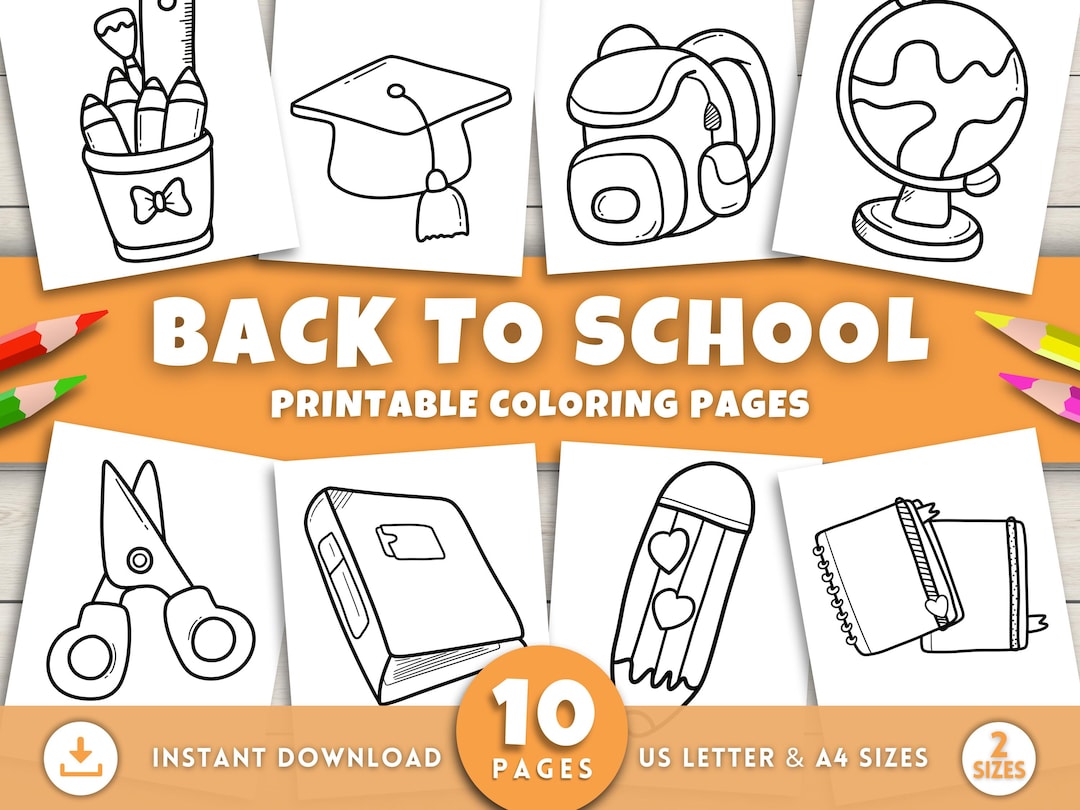 Back to School Coloring Pages for Kids, Preschool, Easy Printable ...