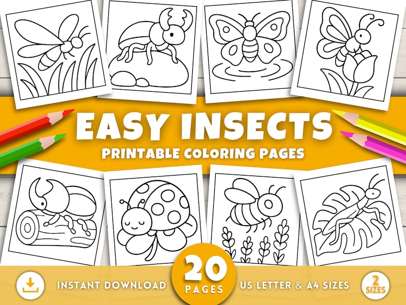 Bug Coloring Pages for Kids, Toddlers & Preschool - Insect Printables ...