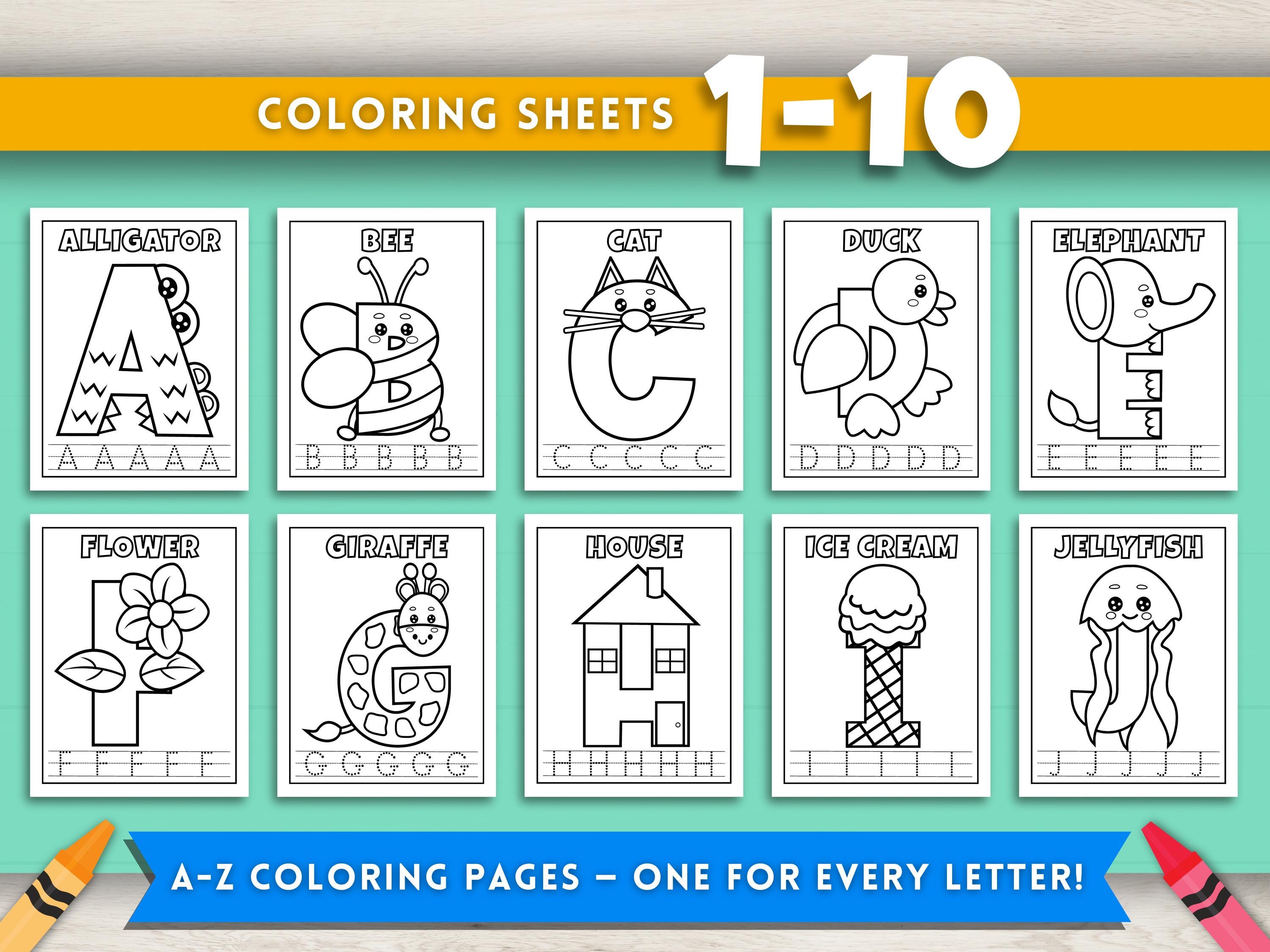 Kids ABC Coloring Pages for Preschool & Kindergarten, Alphabet Coloring ...