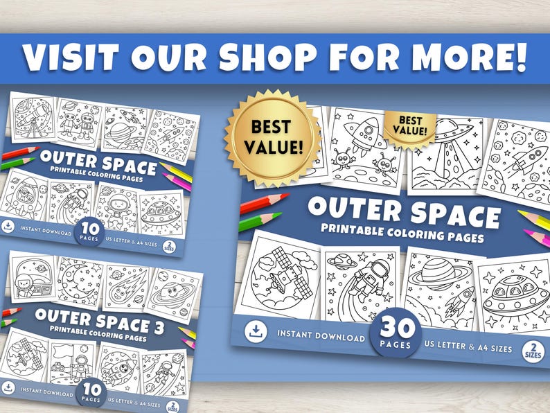 Bold and Easy Space Coloring Pages for Kids, Toddlers, Preschoolers ...