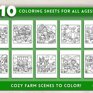 Cute Cozy Farm Coloring Pages for Kids Adults, Printable Easy Coloring ...