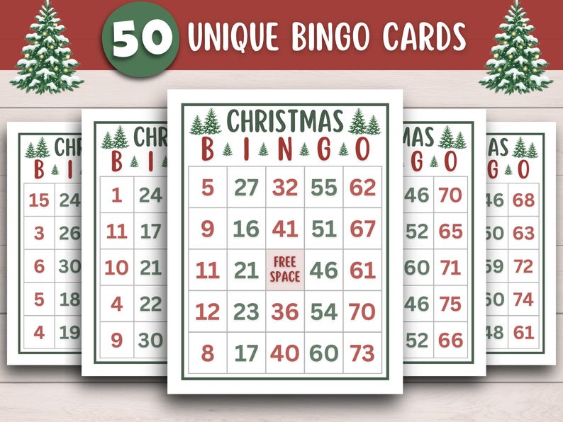 Christmas Bingo, Printable Christmas Bingo Game, 50 Bingo Cards ...