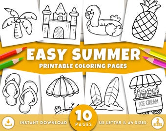 Summer Coloring Pages for Kids - Etsy