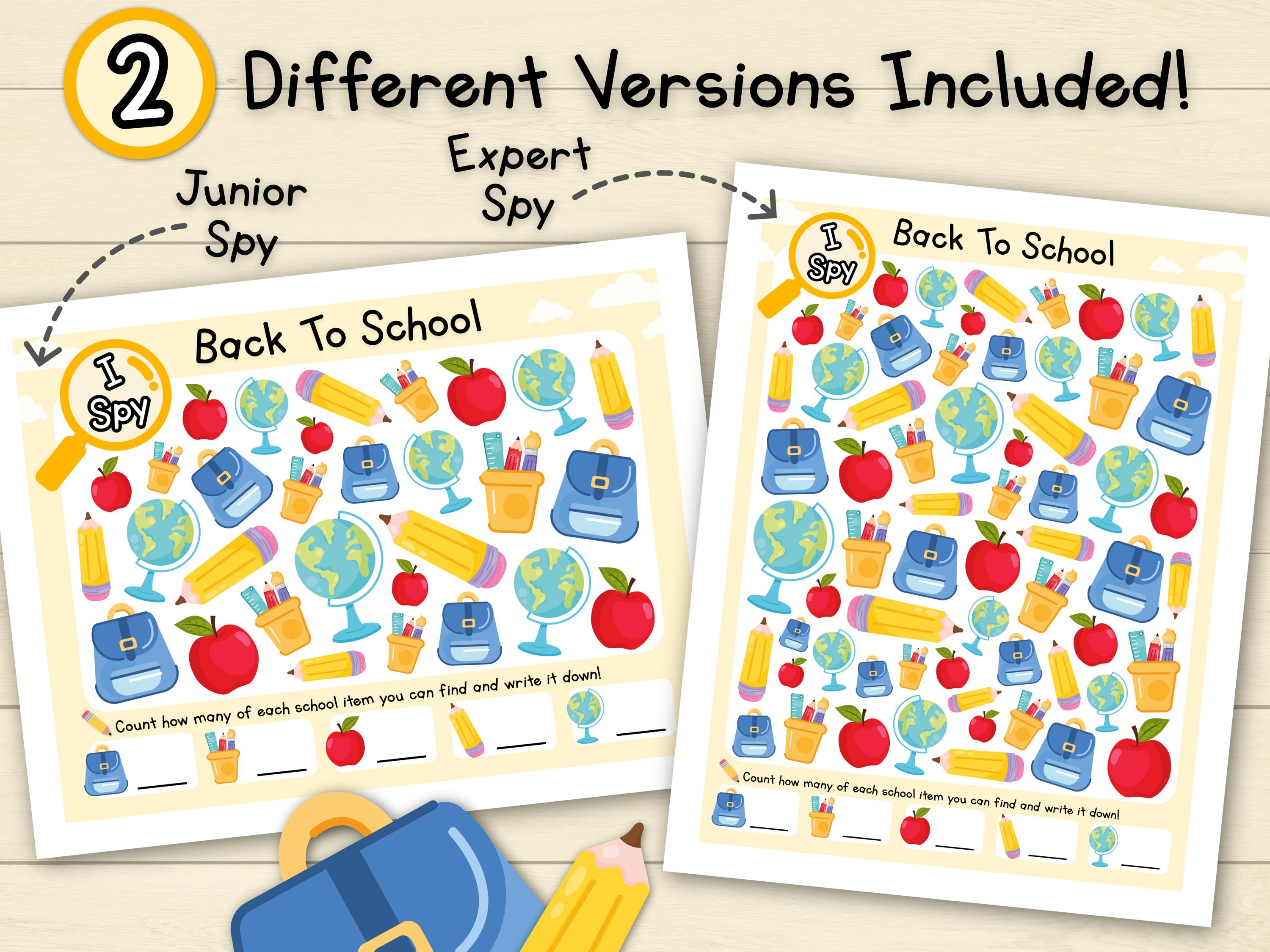 Back to School I Spy Activity for Kids, Printable I Spy Game, Look and ...