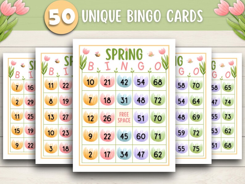 Spring Bingo, 50 Spring Bingo Cards, Printable Spring Classroom ...