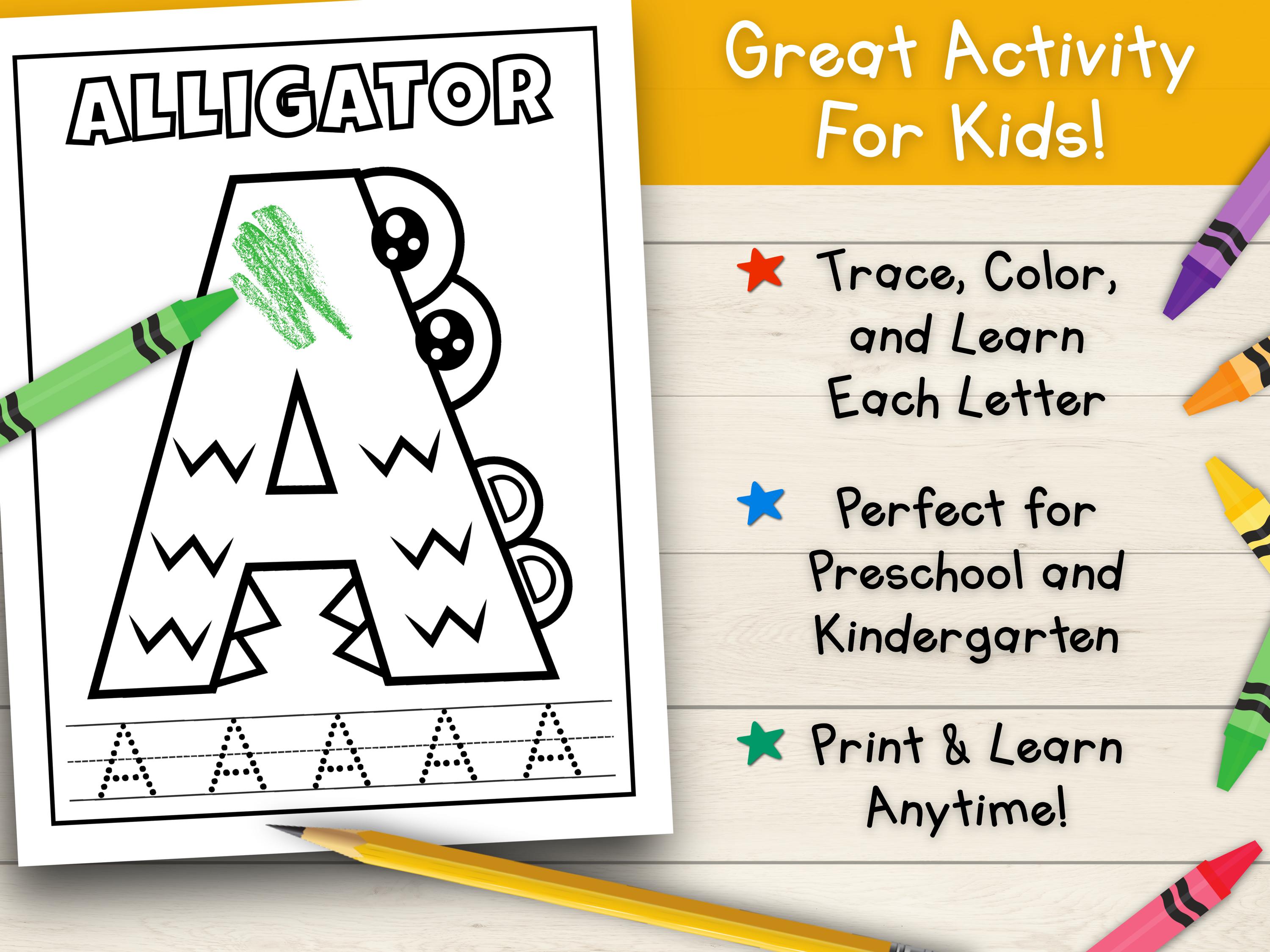 Kids ABC Coloring Pages for Preschool & Kindergarten, Alphabet Coloring ...