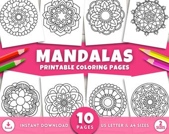 10 Easy Mandala Coloring Sheets for Kids Toddlers Adults, Mindful ...