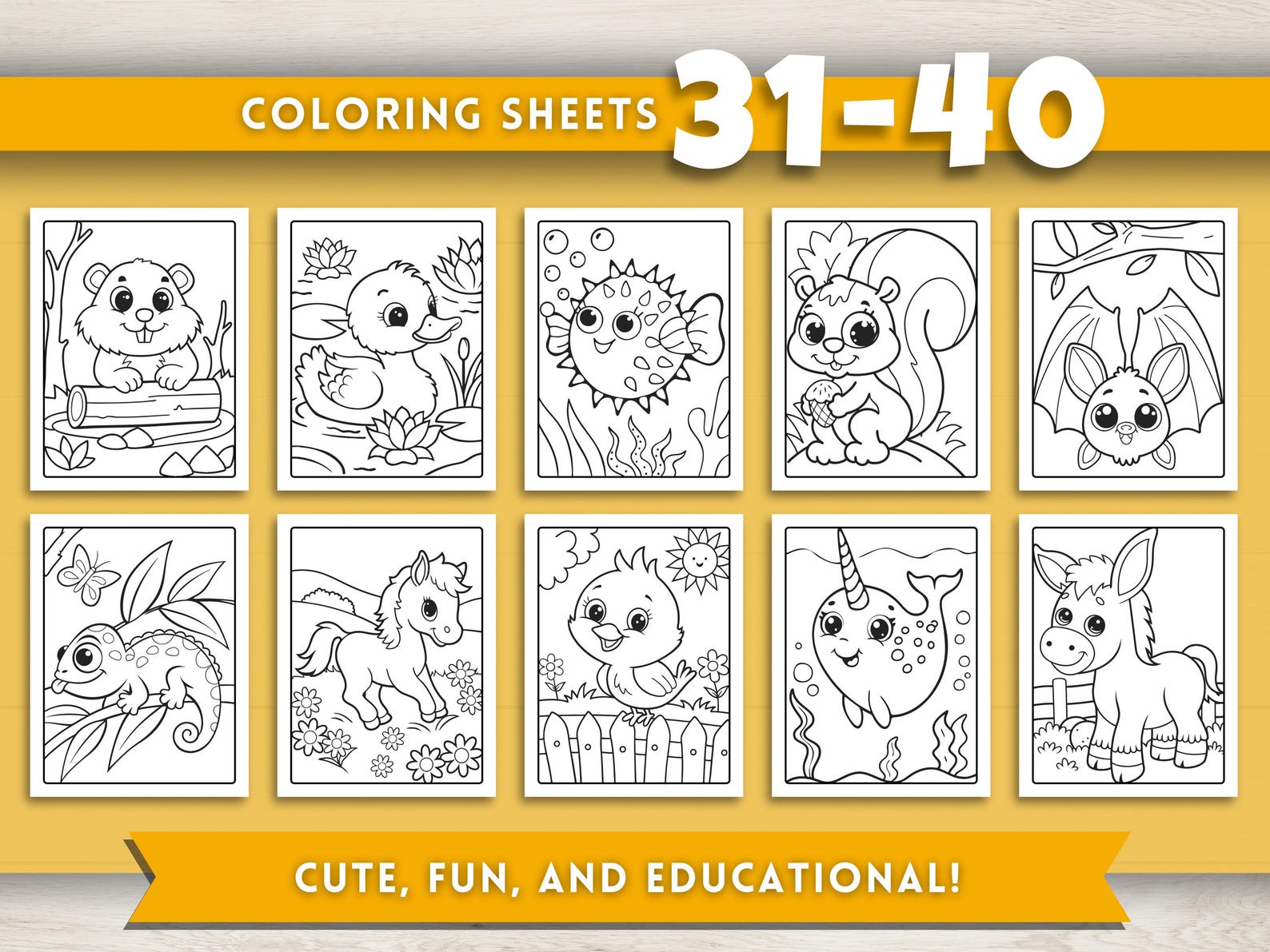 Cute Animal Coloring Pages Mega Bundle for Kids, Toddlers ...