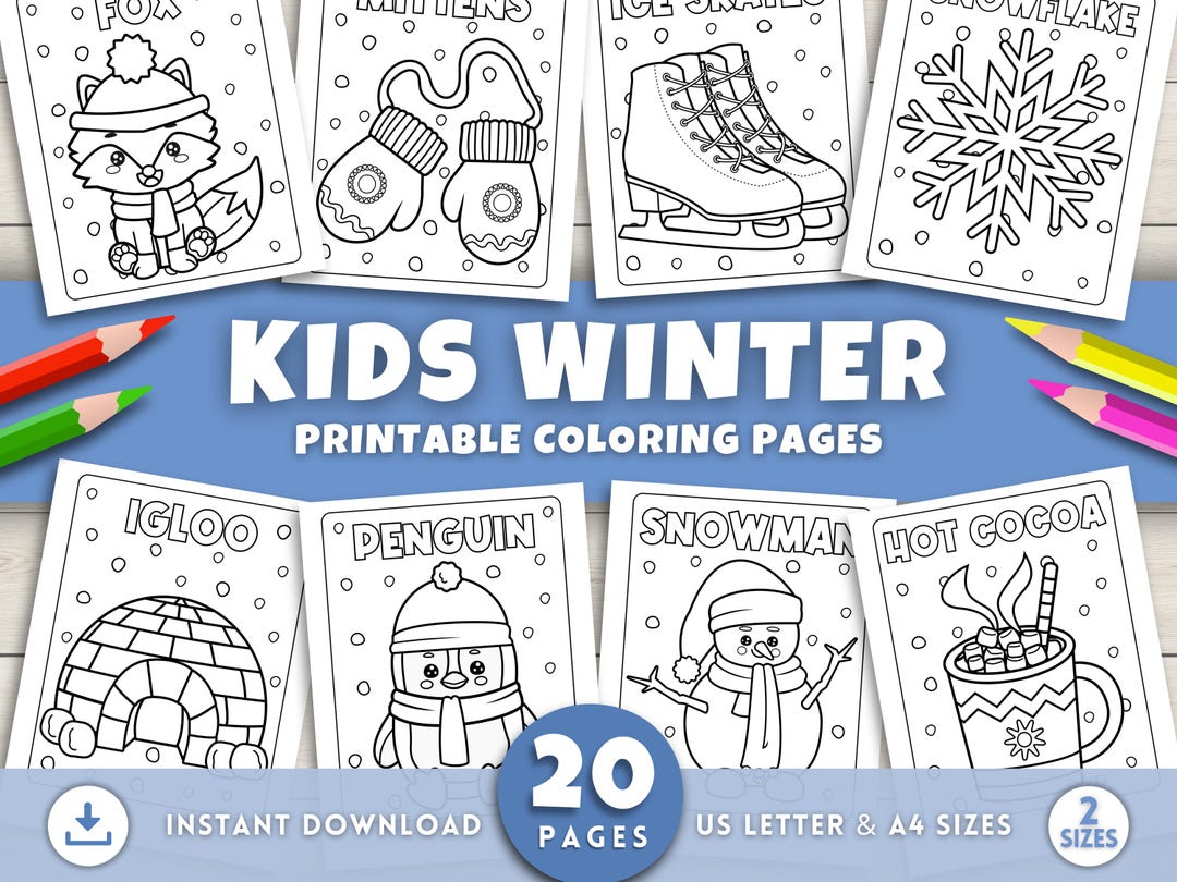 Easy Winter Coloring Pages for Kids, Winter Coloring Sheets, Printable ...
