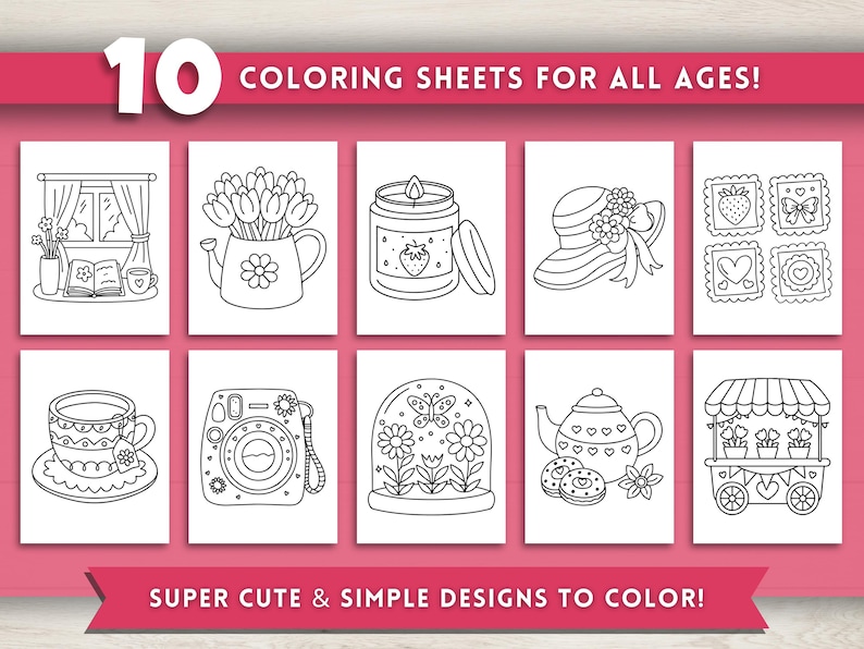 Simple and Cute Coloring Pages for Adults & Kids, Girly Coloring Pages ...