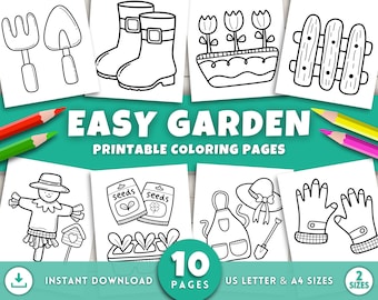 Tiny Gardens Coloring Pages for Adults Kids, Bold and Easy Coloring ...