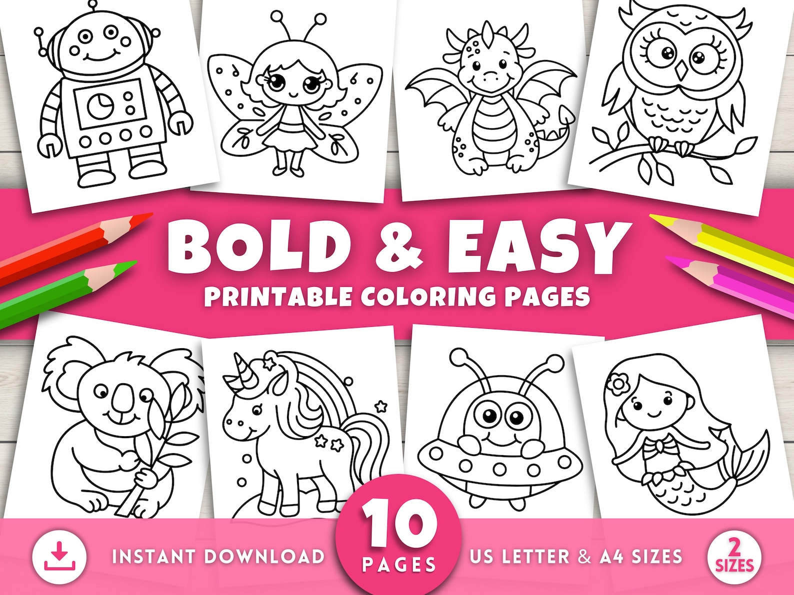 Bold and Easy Coloring Pages for Toddlers, Kids, Preschoolers & Adults ...