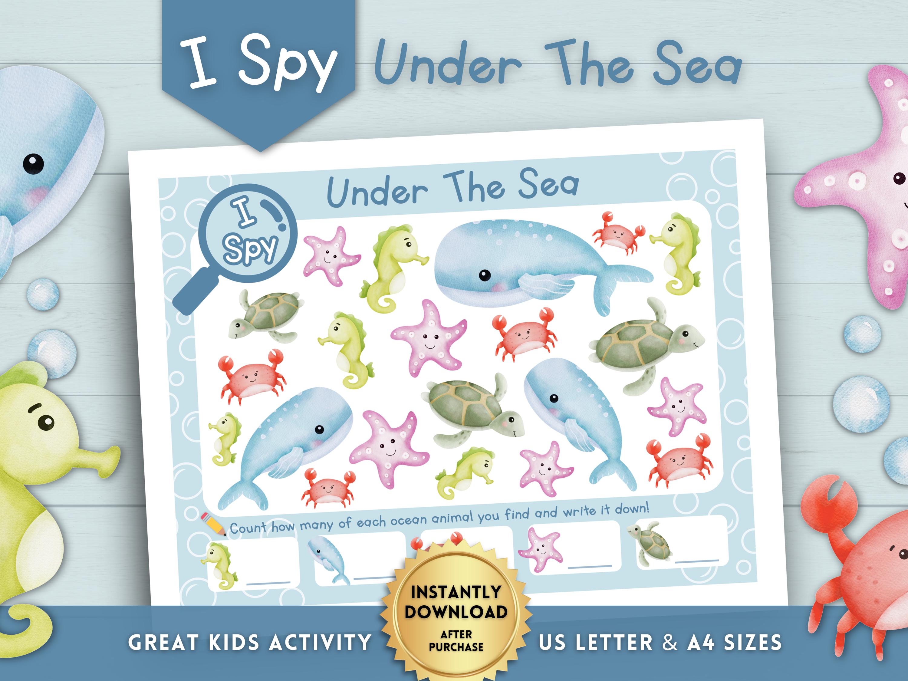 I Spy Game for Kids, Under the Sea Ocean Animals Printable Activities ...