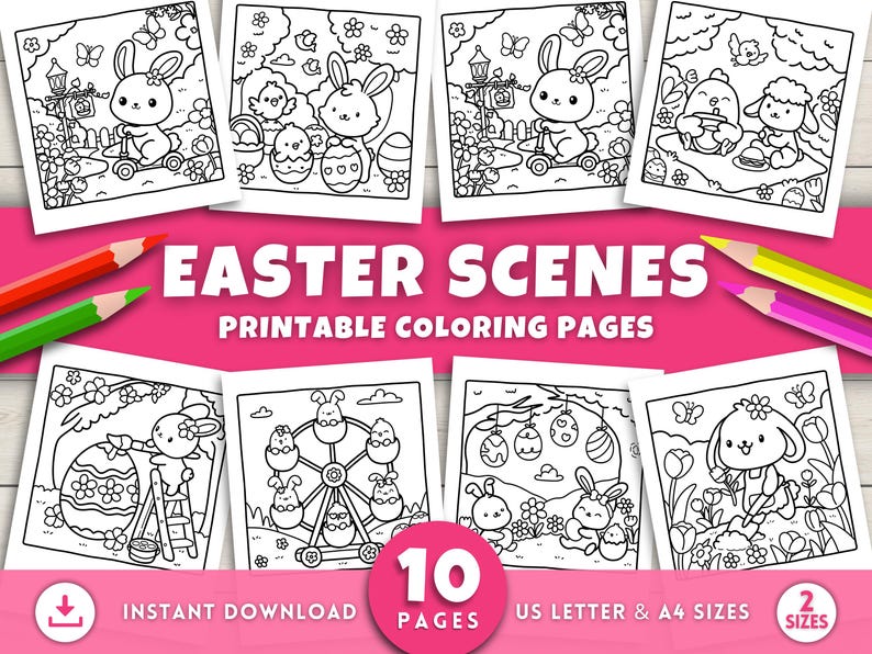 Easter Easy Coloring Pages for Kids, Toddlers Preschoolers, Kids Easter ...