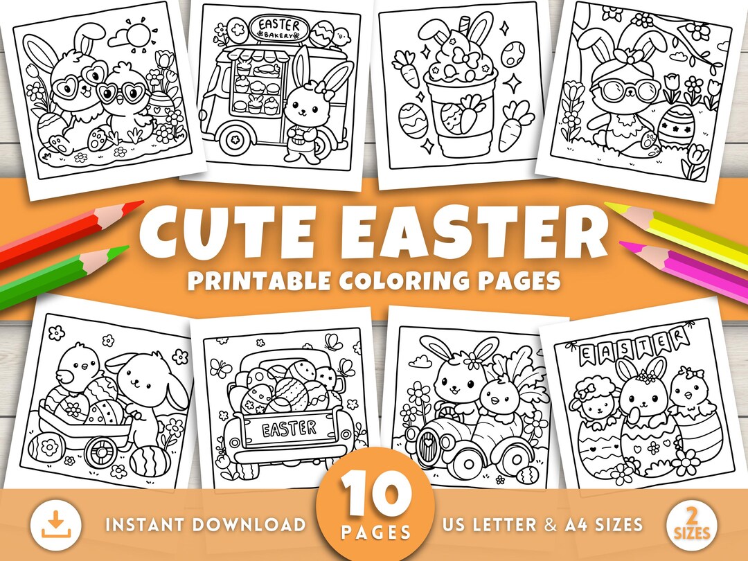 Easter Cute Coloring Pages for Kids Toddlers Preschoolers, Easter ...