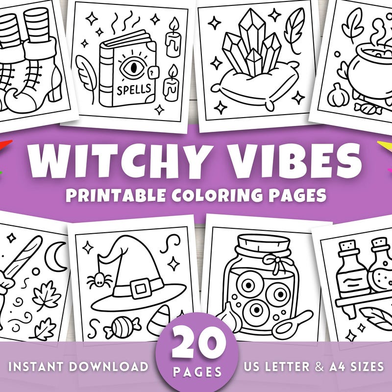 Witchy Coloring Pages - Etsy