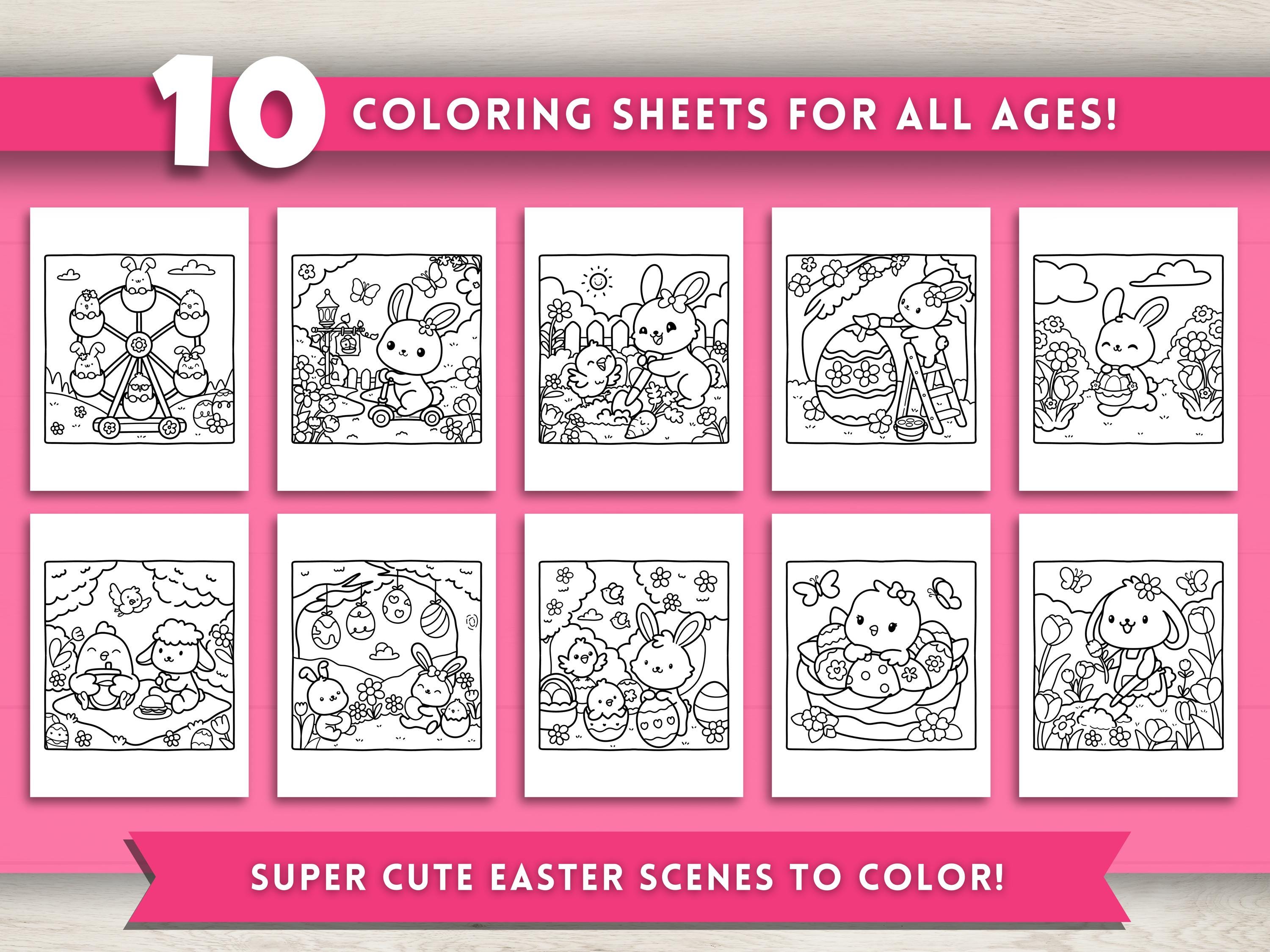 Easter Easy Coloring Pages for Kids, Toddlers Preschoolers, Kids Easter ...