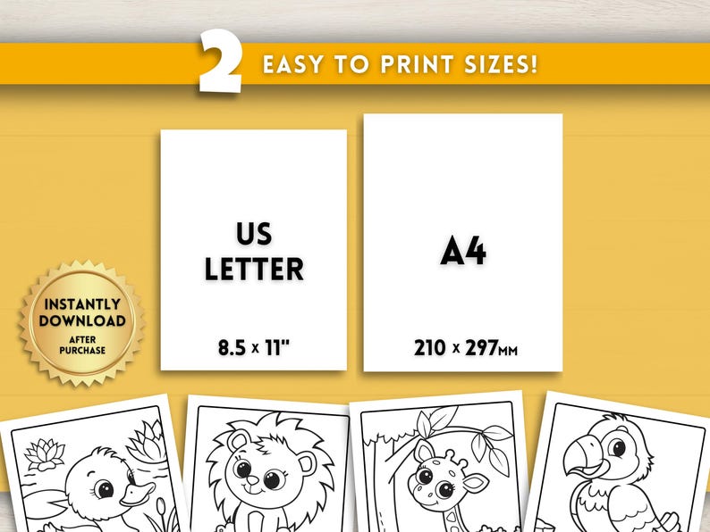 Cute Animal Coloring Pages Mega Bundle for Kids, Toddlers ...