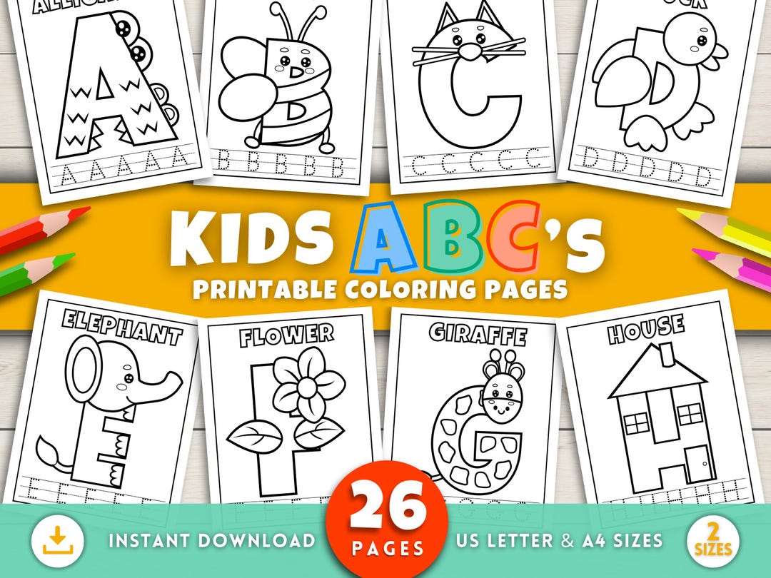 Kids ABC Coloring Pages for Preschool & Kindergarten, Alphabet Coloring ...