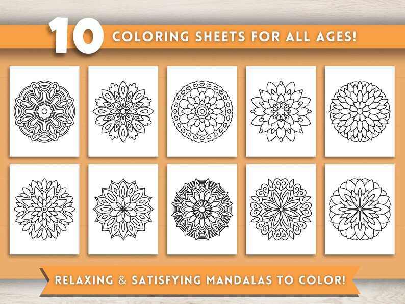 10 Easy Mandala Coloring Sheets for Kids Toddlers Adults, Mindful ...