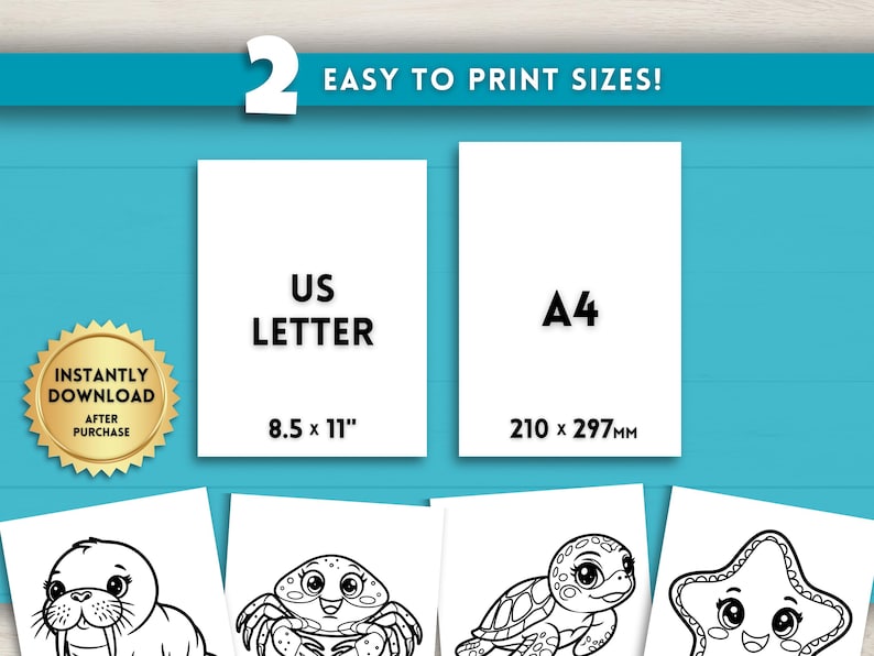 Cute Baby Ocean Animals Coloring Pages for Kids Toddlers Preschoolers ...