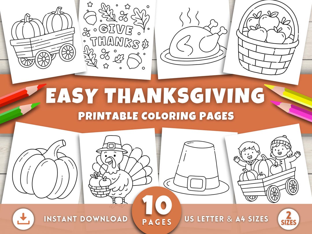 Easy Thanksgiving Coloring Pages for Kids, Printable Thanksgiving ...