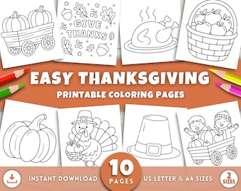 Thanksgiving Coloring Pages for Kids & Adults, Bold and Easy Fall ...