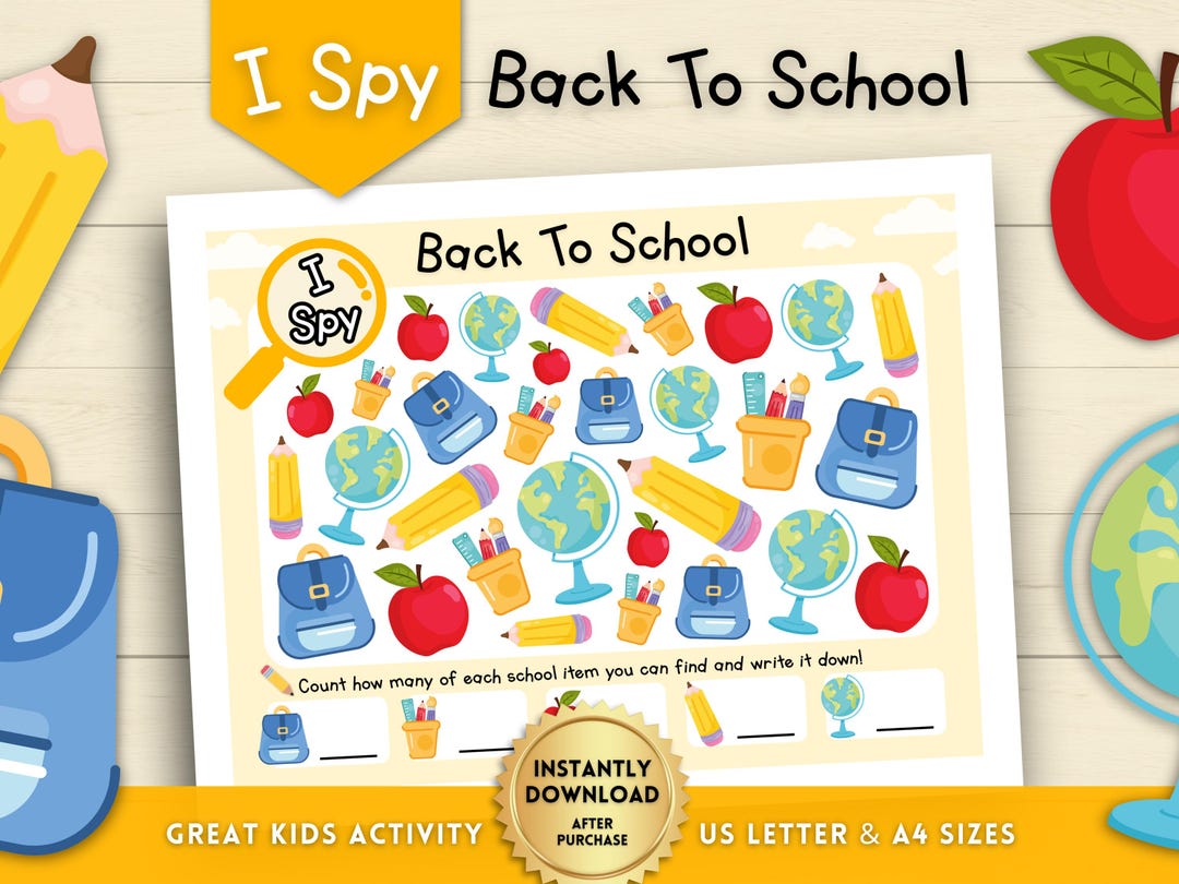 Back to School I Spy Activity for Kids, Printable I Spy Game, Look and ...