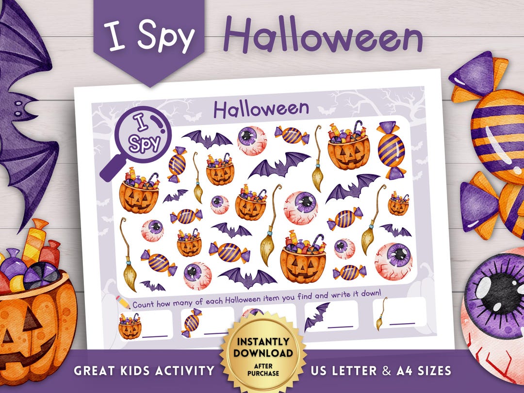 Halloween I Spy Game for Kids, Autumn I Spy Activity Sheet, Look and ...