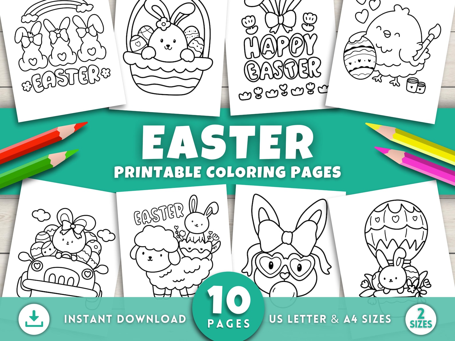 Easter Coloring Pages for Kids, Toddlers & Preschoolers, Easy Spring ...