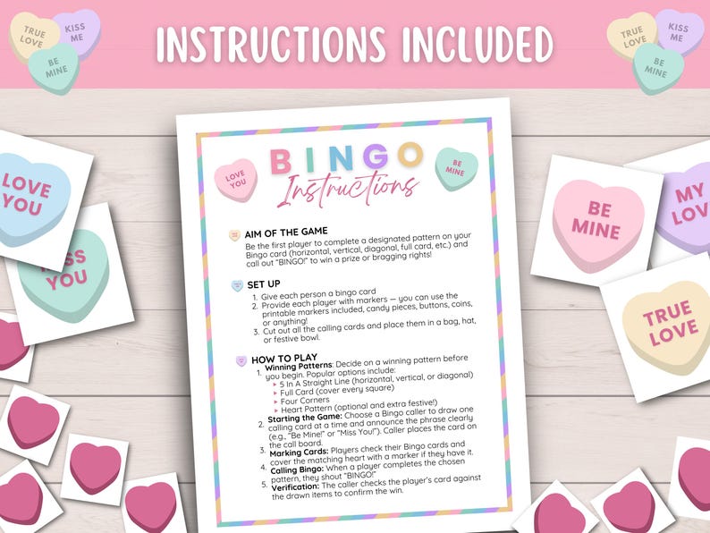 Valentine's Day Bingo, Printable Valentines Bingo Game, Kids Valentines ...